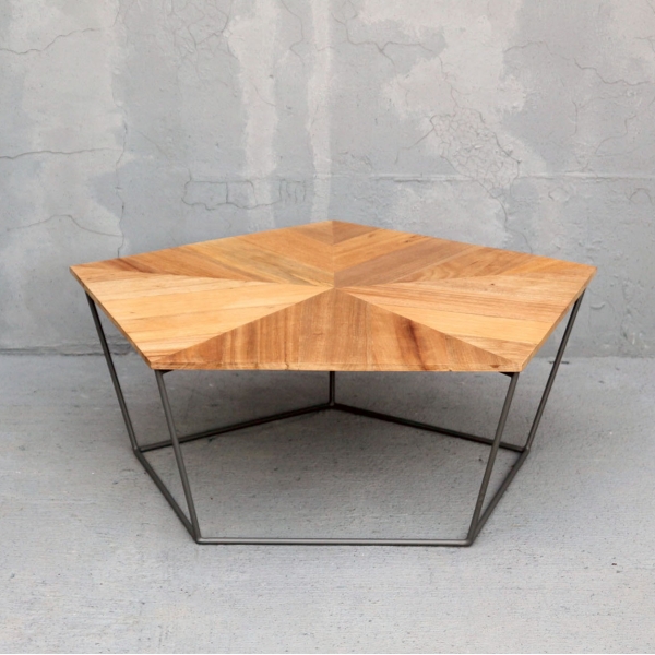 Pentagon Table with Wood Top - Yabdesign.com